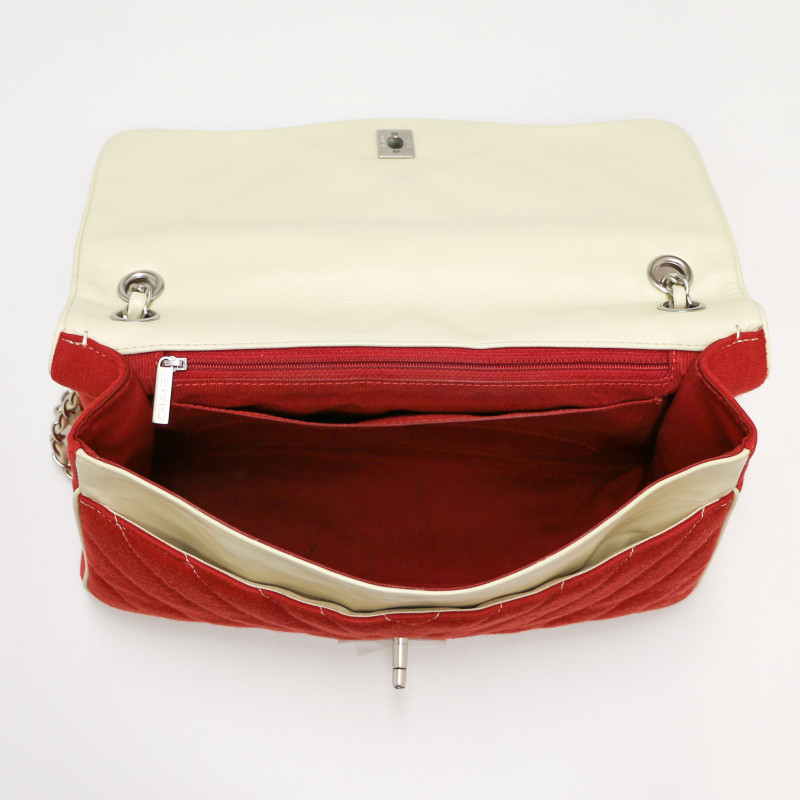 Sac Léo Chevron CHANEL jersey brique : occasion certifiée authentique