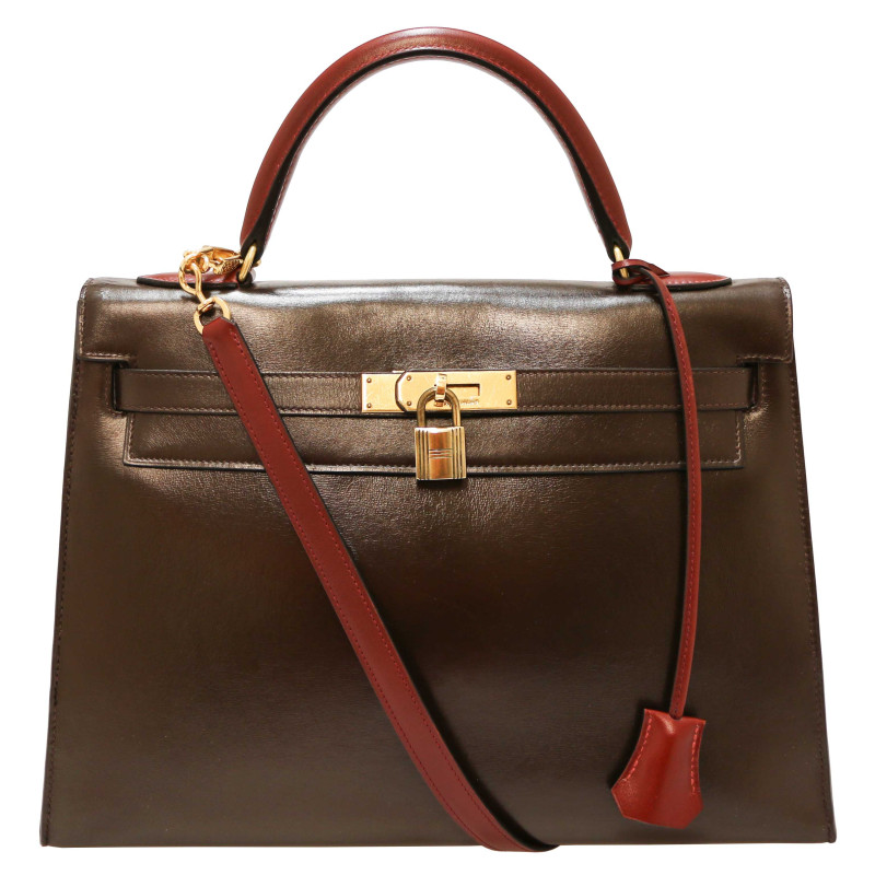 HERMES Kelly 32 two-tone Box leather