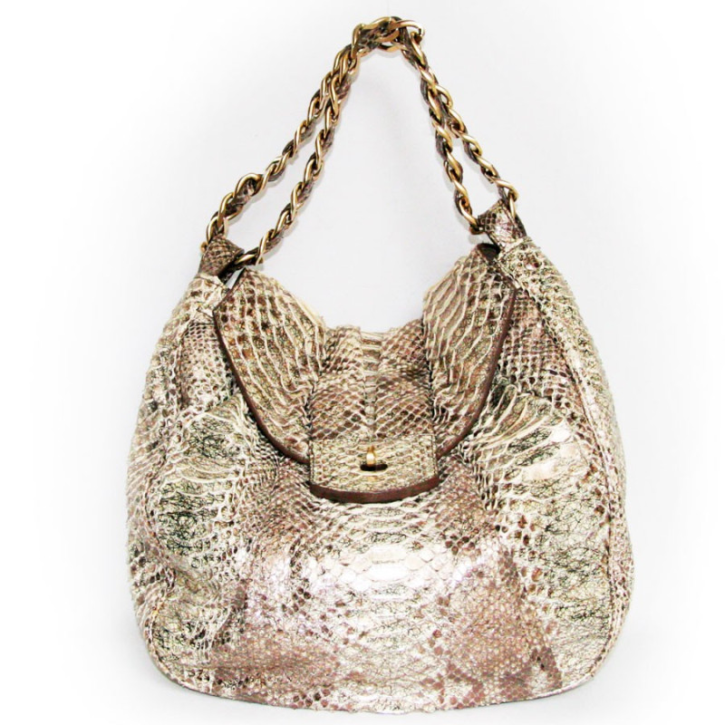 Sac python ZAGLIANI doré argenté : occasion authentifiée