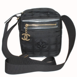 Sacoche CHANEL toile noire - VALOIS VINTAGE PARIS